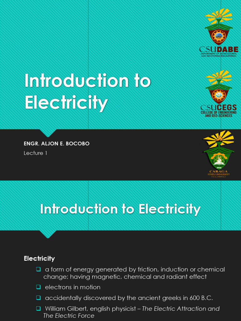 Lecture 1_Introduction to Electricity | PDF | Electrical Resistance And ...