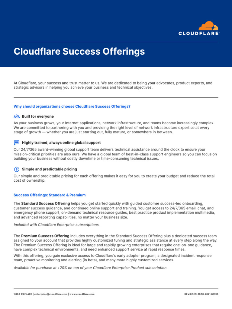 Cloudflare Premium Success Offering Below 100k Datasheet 2021 | PDF ...