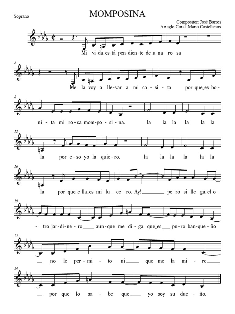 Momposina - Partitura Coral - Estrofa 1 - Soprano | PDF