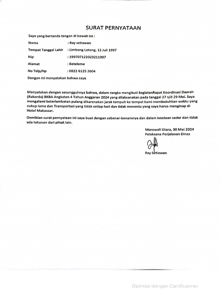 Surat Pernyataan BKBA | PDF