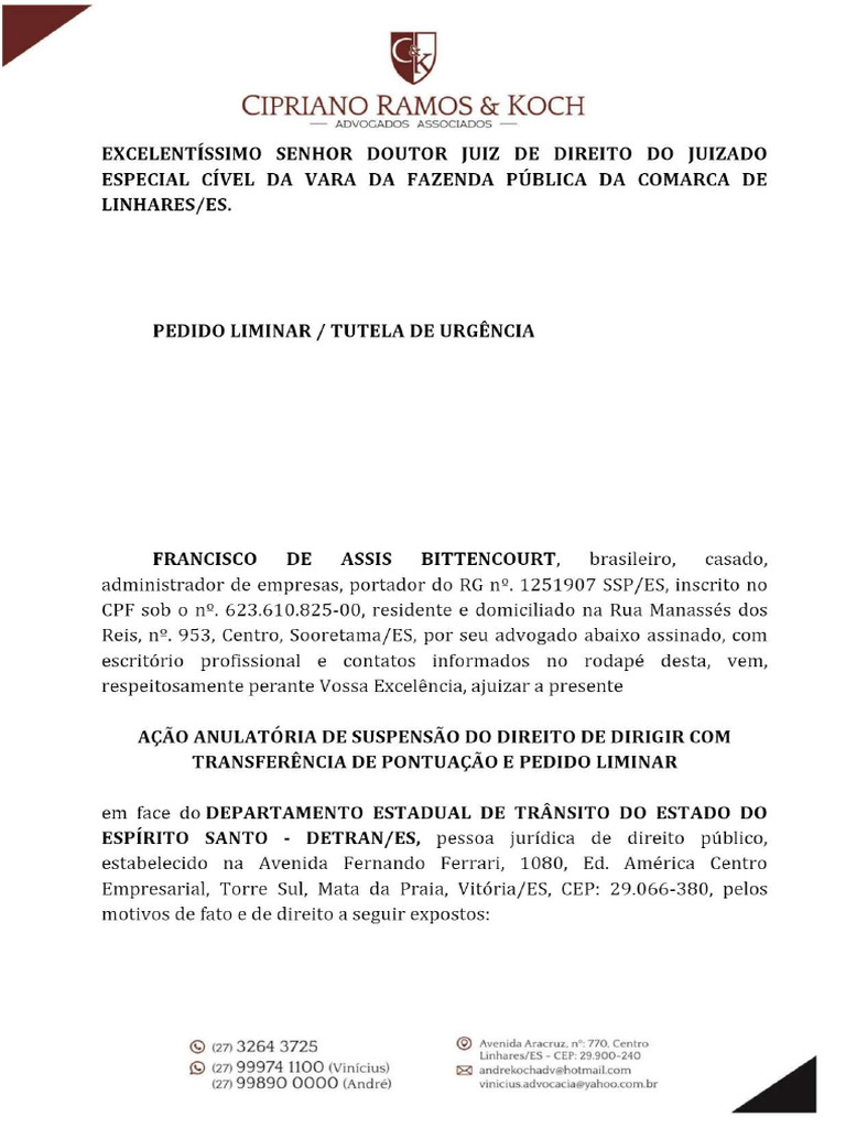 modelo petição indicação condutor | PDF modelo petição indicação condutor | PDF
