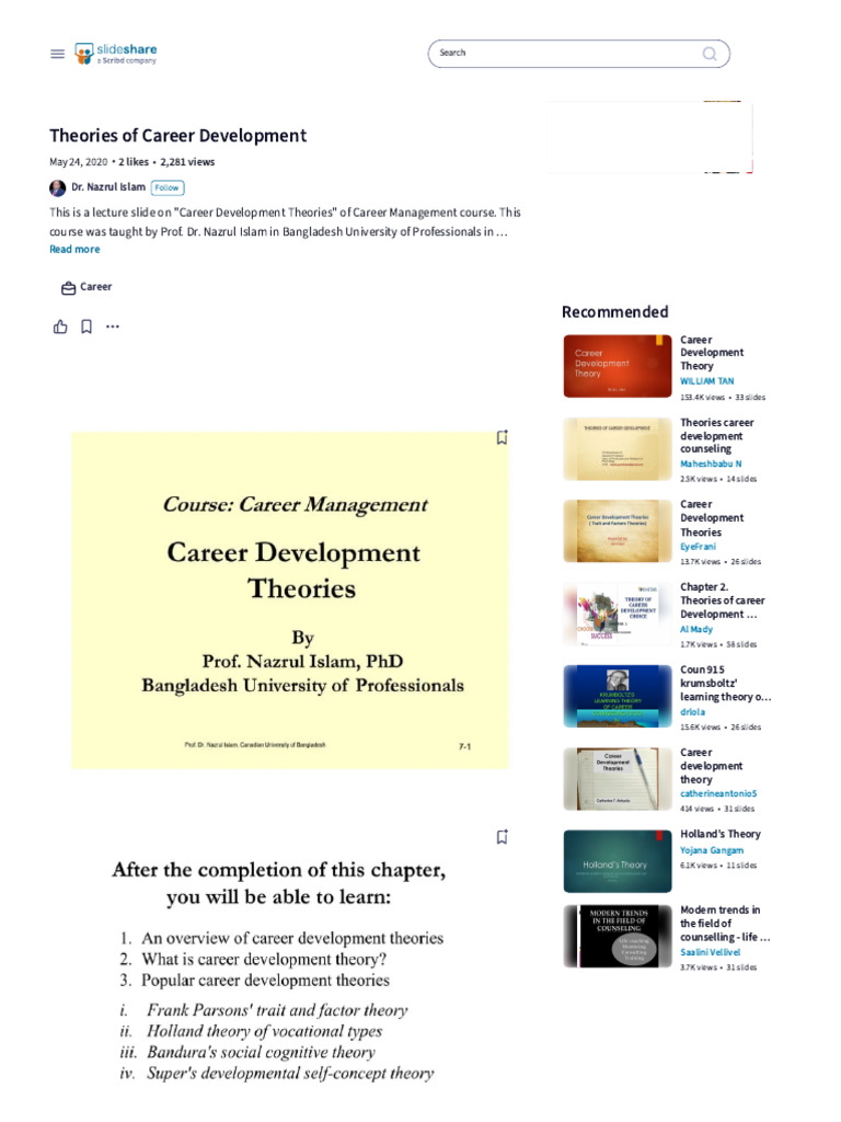 Overview of Career Development Theories | PDF | Behavior Modification | Cognitive Science