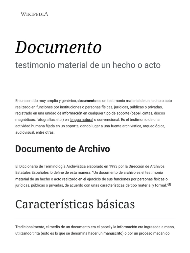 Documento - Wikipedia, La Enciclopedia Libre | PDF | Documento ...