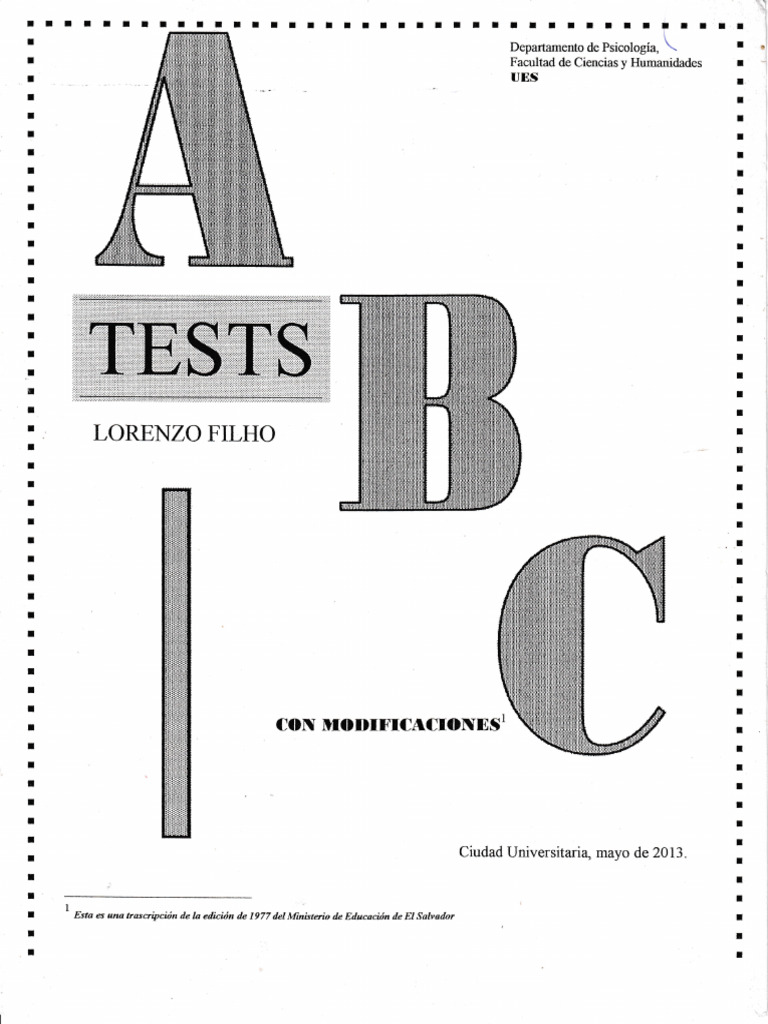 Test ABC para Evaluar Madurez Escolar | PDF | Inteligencia | Ciencias ...