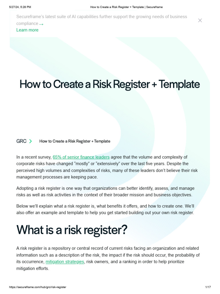 Creating a Risk Register Guide | PDF | Risk | Risk Management