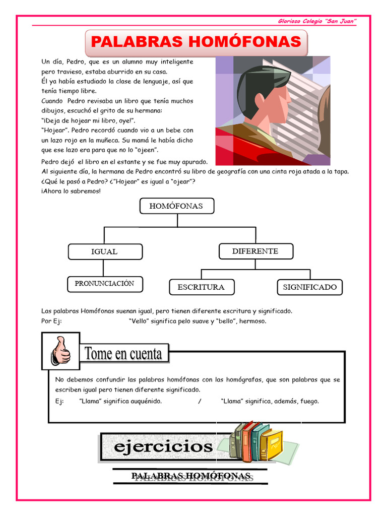 Ejemplos de Palabras Homófonas para Niños | PDF