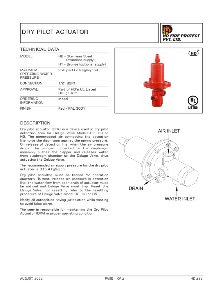 Dry Pilot Actuator | PDF | Valve