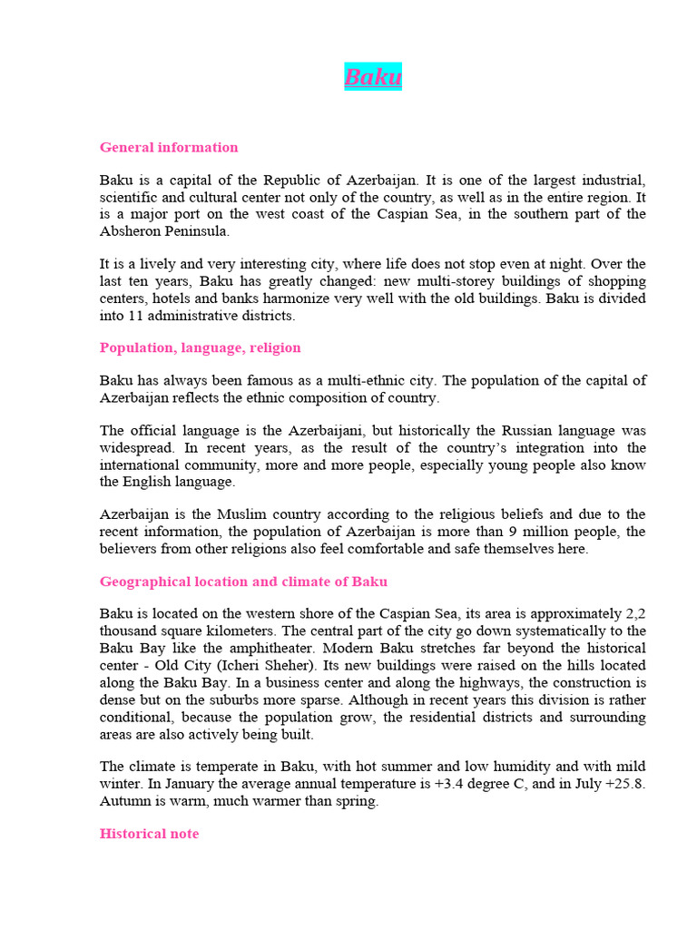 Baku 2 | PDF | Azerbaijan