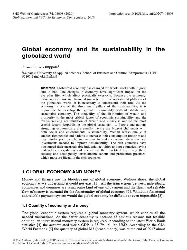Global Economy and Its Sustainability in The Globa | PDF ...
