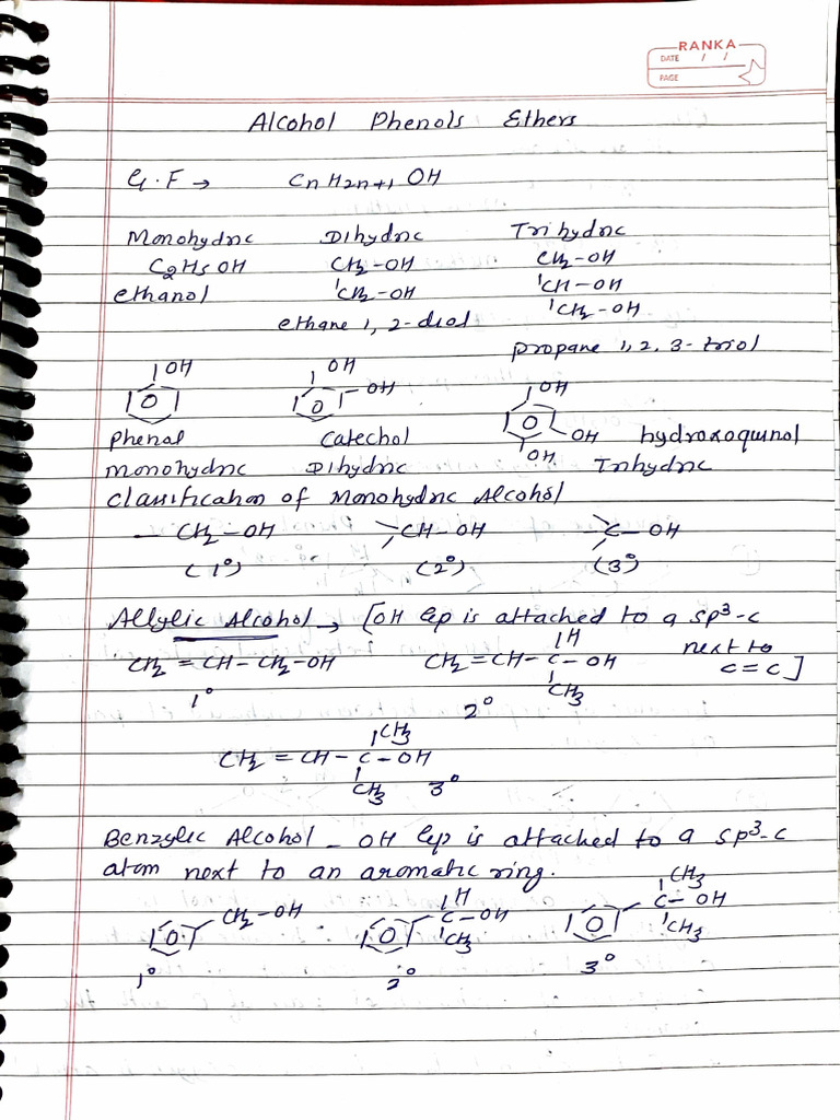 Class XII Alcohol Phenol and Ether | PDF