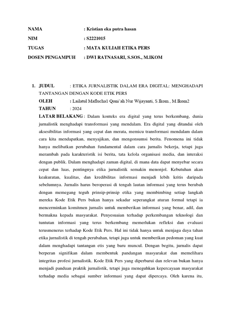 Tgas Iki Jurnl | PDF | Politik | Ilmu Sosial