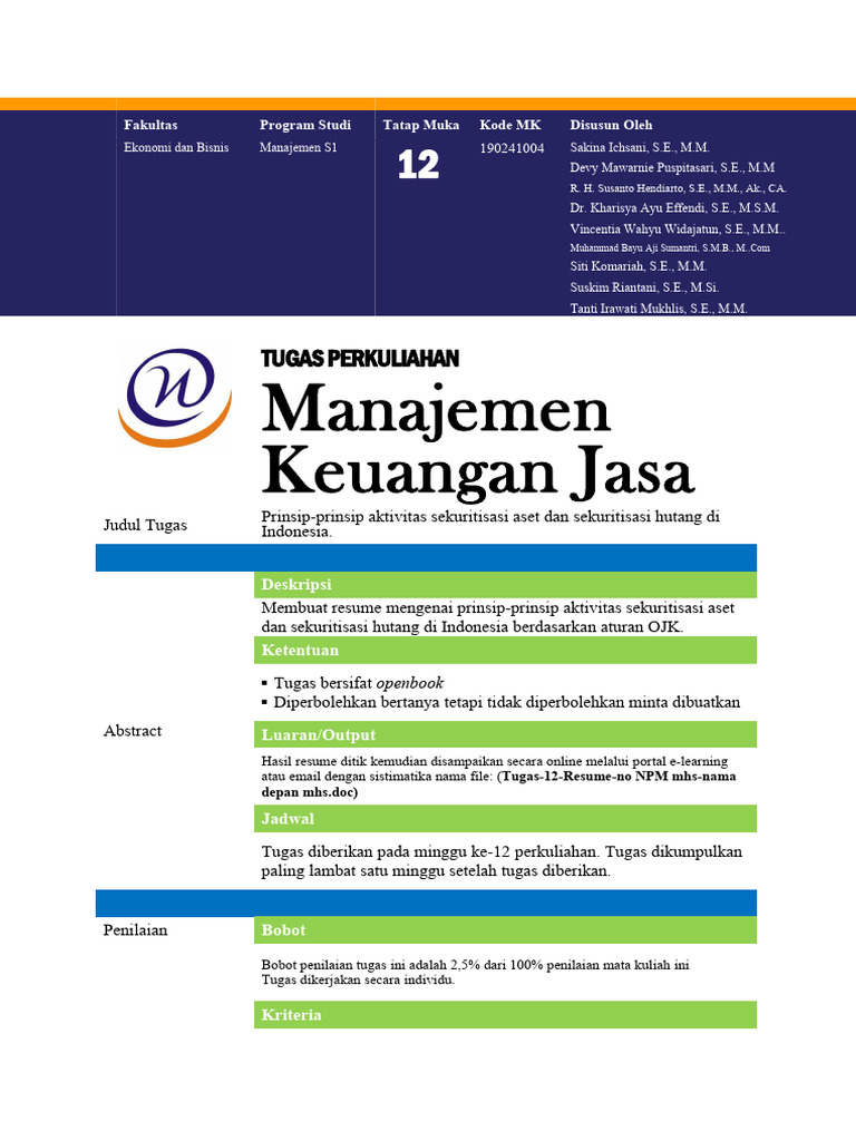 Tugas 12 Sekuritisasi | PDF