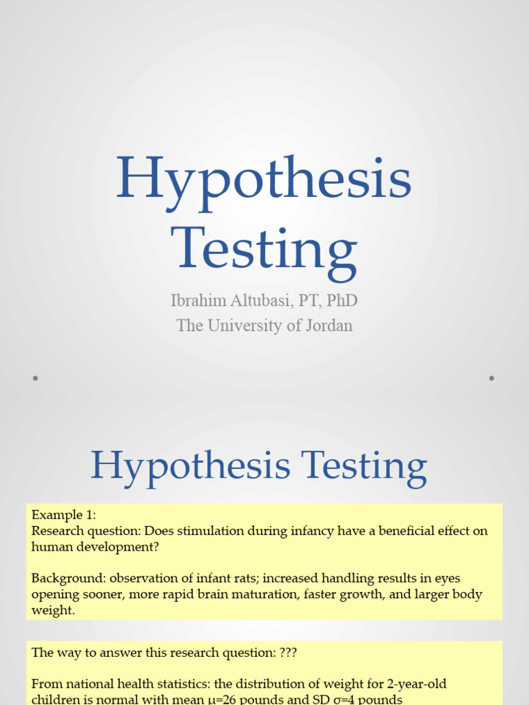 Hypothesis Testing I | PDF | P Value | Statistical Hypothesis Testing