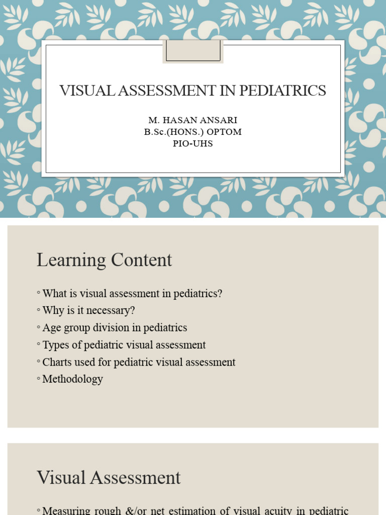 Visual Assessment in Pediatrics | PDF | Visual Acuity | Vision