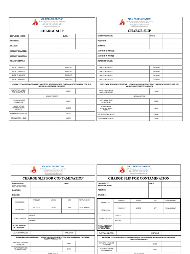 Charge Slip Contaminate | PDF