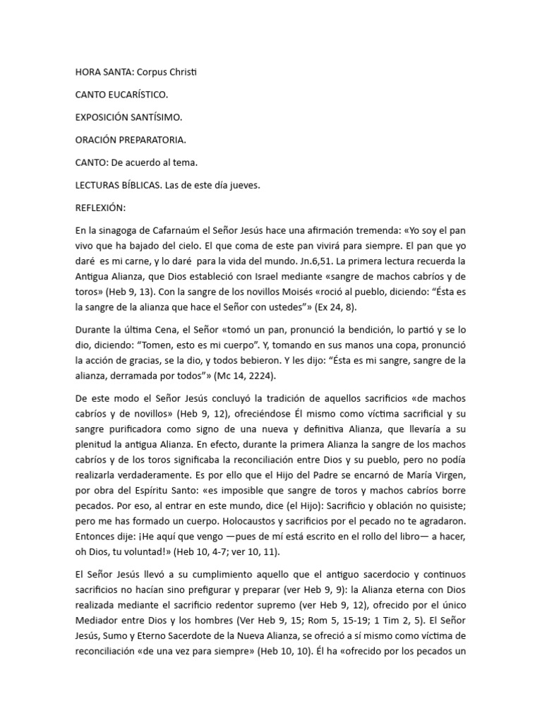 HORA SANTA Corpus Christi 2 | PDF | eucaristía | Cristo (título)