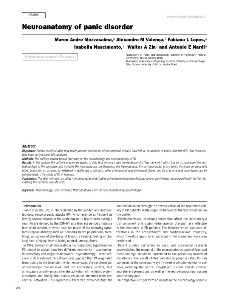 Neuroanatomy of Panic Disorder | PDF | Amygdala | Fear