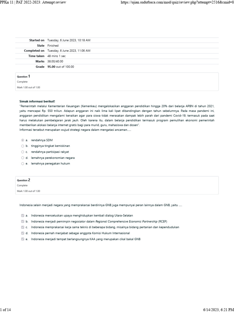 PPKN 11 PAT 2022-2023 Attempt Review | PDF | Ilmu Sosial