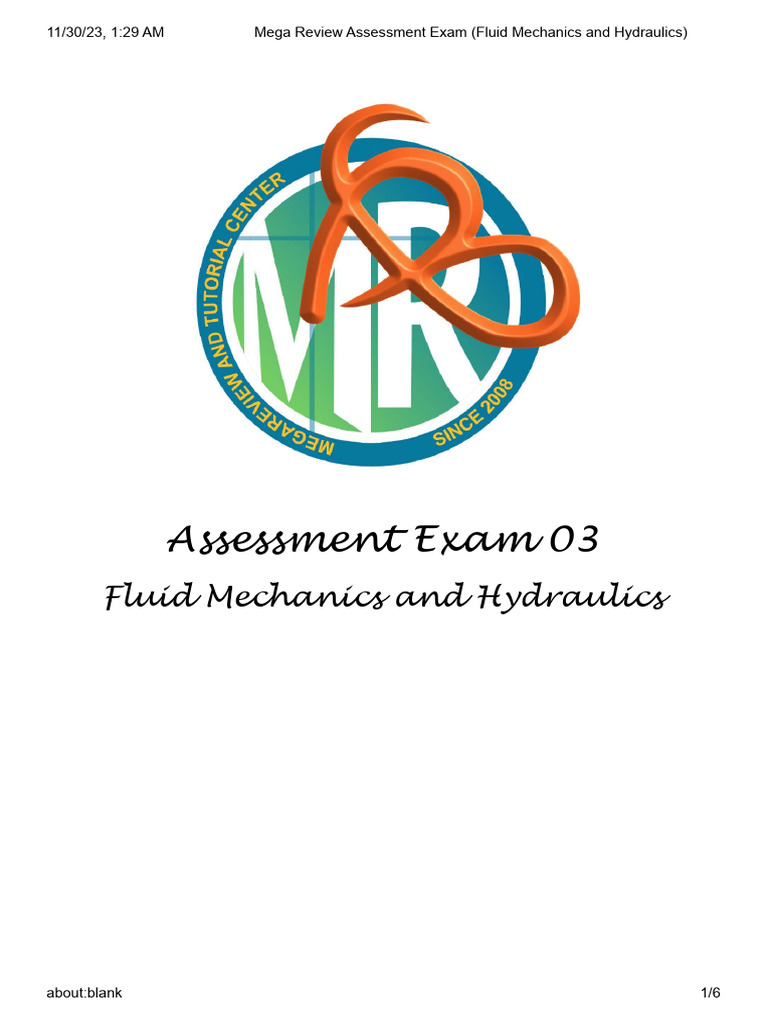 Mega Review Assessment Exam (Fluid Mechanics and Hydraulics) | Download ...