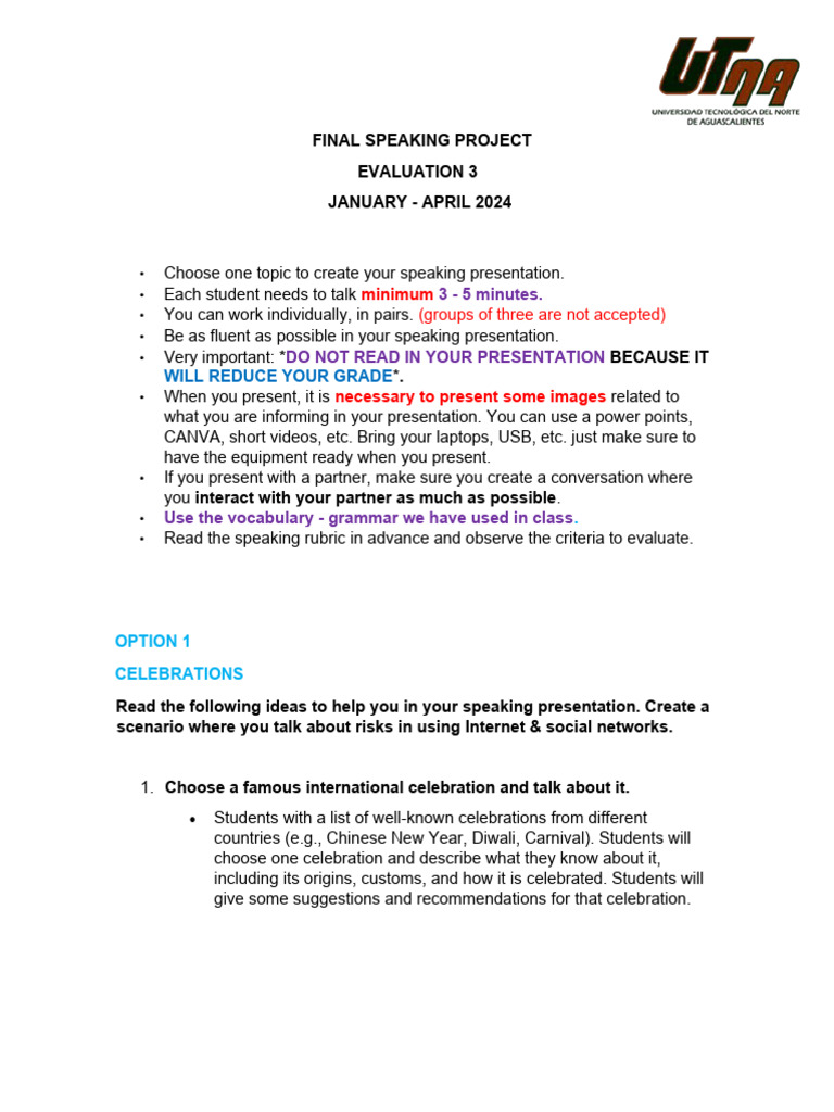 Final Speaking Project | PDF | Wedding | Festival