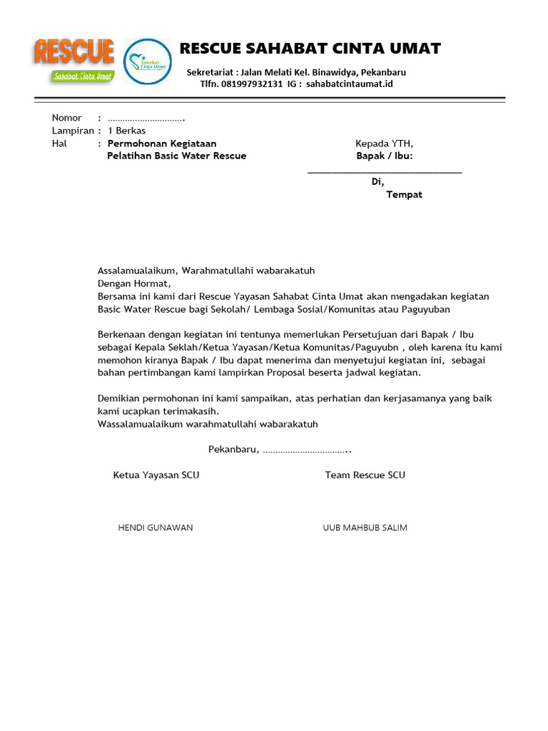 Proposal Kegiatan Water Rescue | PDF