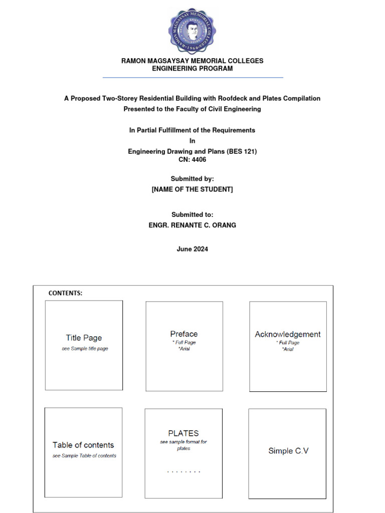 BES121 Engg Drawing and Plans Title Page and Contents | PDF
