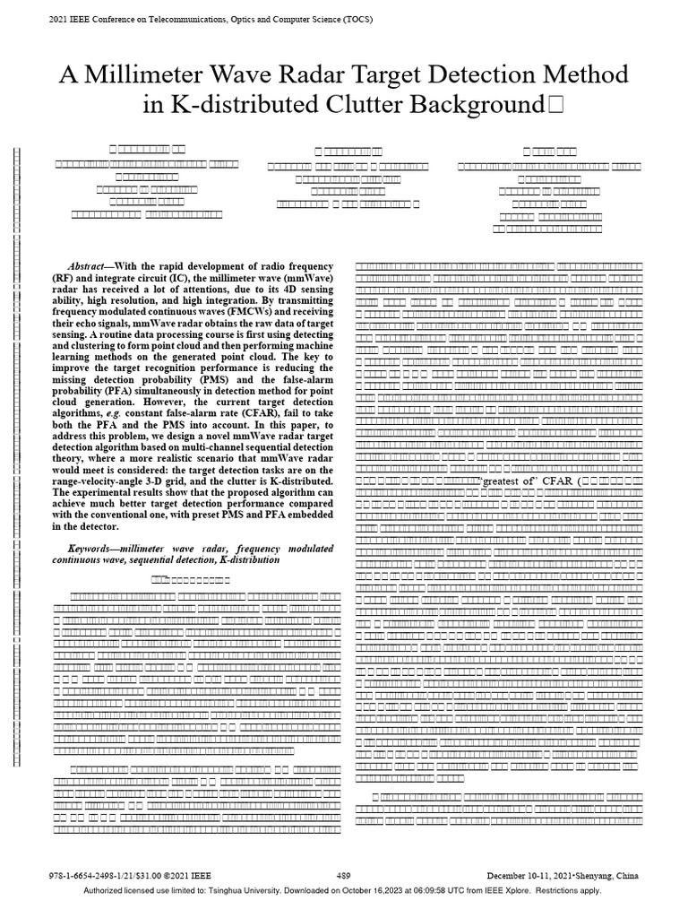 A_Millimeter_Wave_Radar_Target_Detection_Method_in_K-distributed ... A_Millimeter_Wave_Radar_Target_Detection_Method_in_K-distributed ...