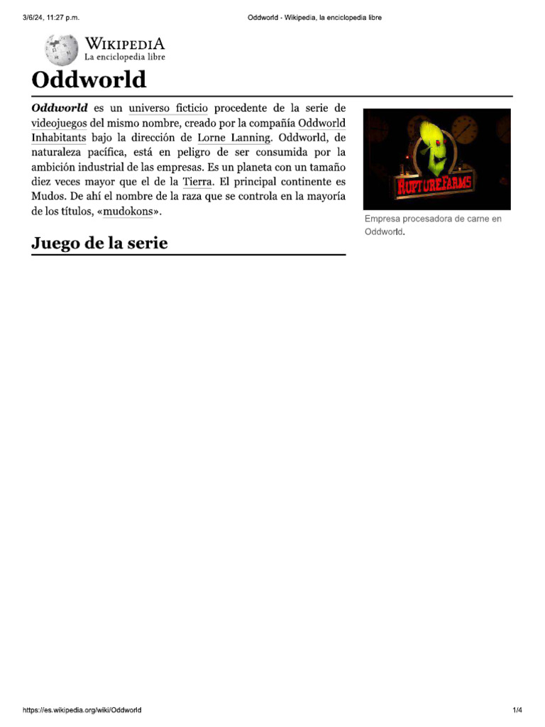 Oddworld - Wikipedia, La Enciclopedia Libre | PDF