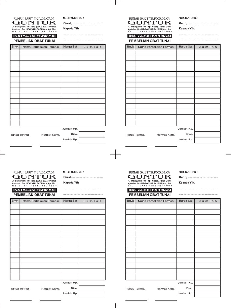 Nota RS Rumah Sakit Guntur | PDF | Memasak, Makanan, & Anggur