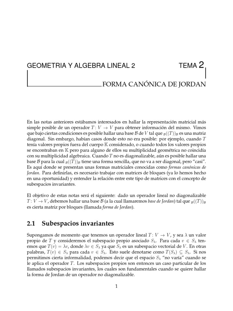 GAL2-forma_de_Jordan | PDF | Valores propios y vectores propios | Mapa lineal