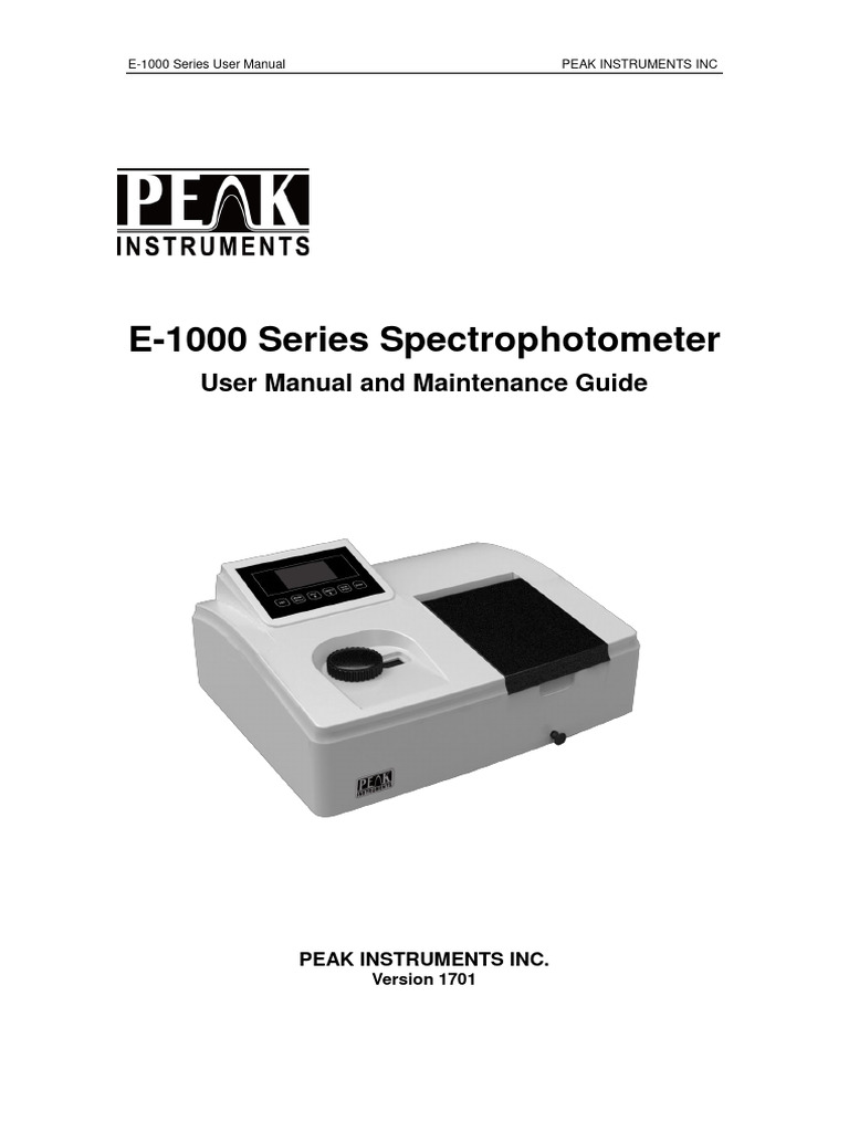 E1000 Series | PDF | Absorption Spectroscopy | Absorbance