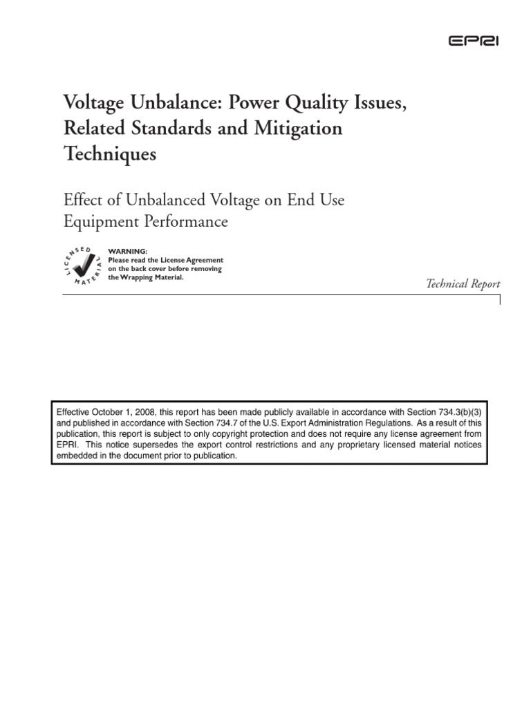 Voltage Unbalance: Power Quality Issues, Related Standards and ...