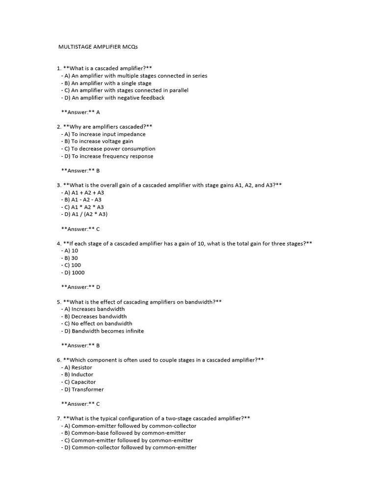 ECE PROBLEMS MCQs | PDF | Amplifier | Distortion