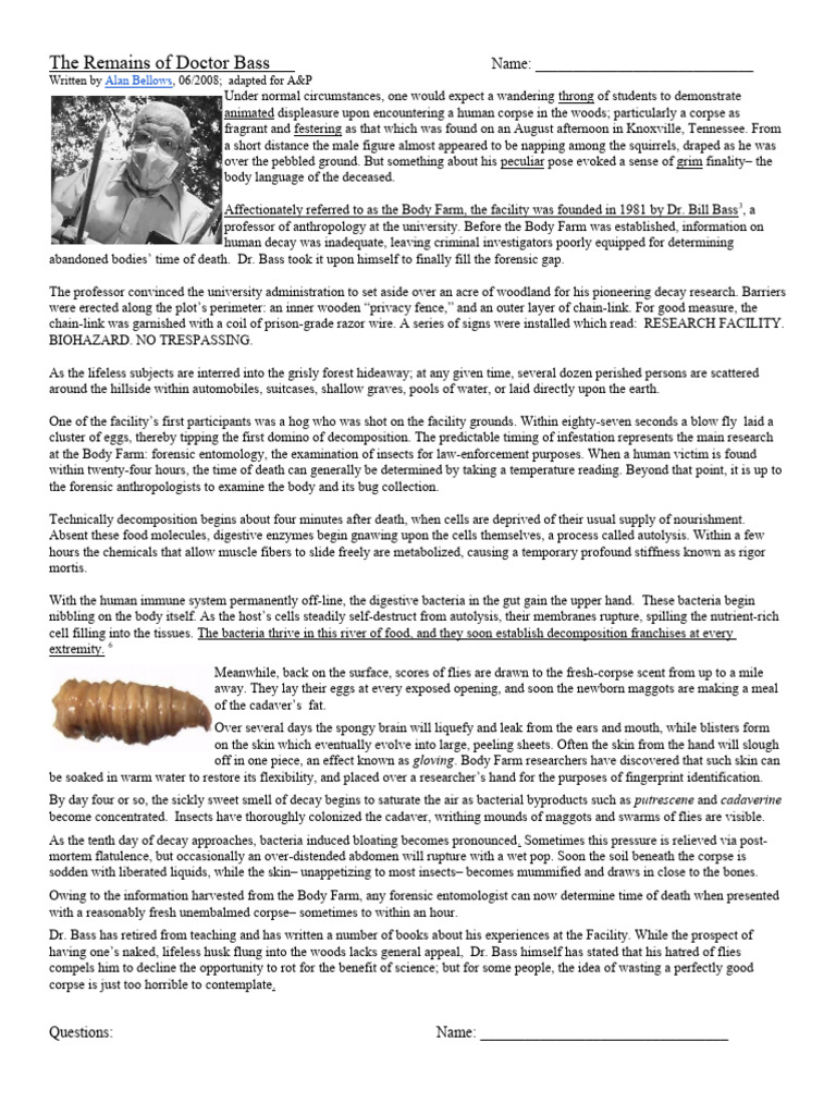 (Article) - Body Farm (Adapted) | PDF | Decomposition