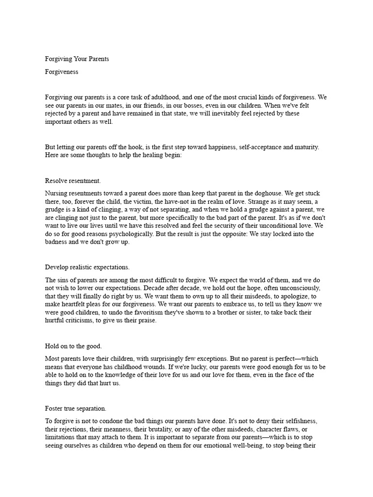 Forgiving Your Parents | PDF | Forgiveness | Love