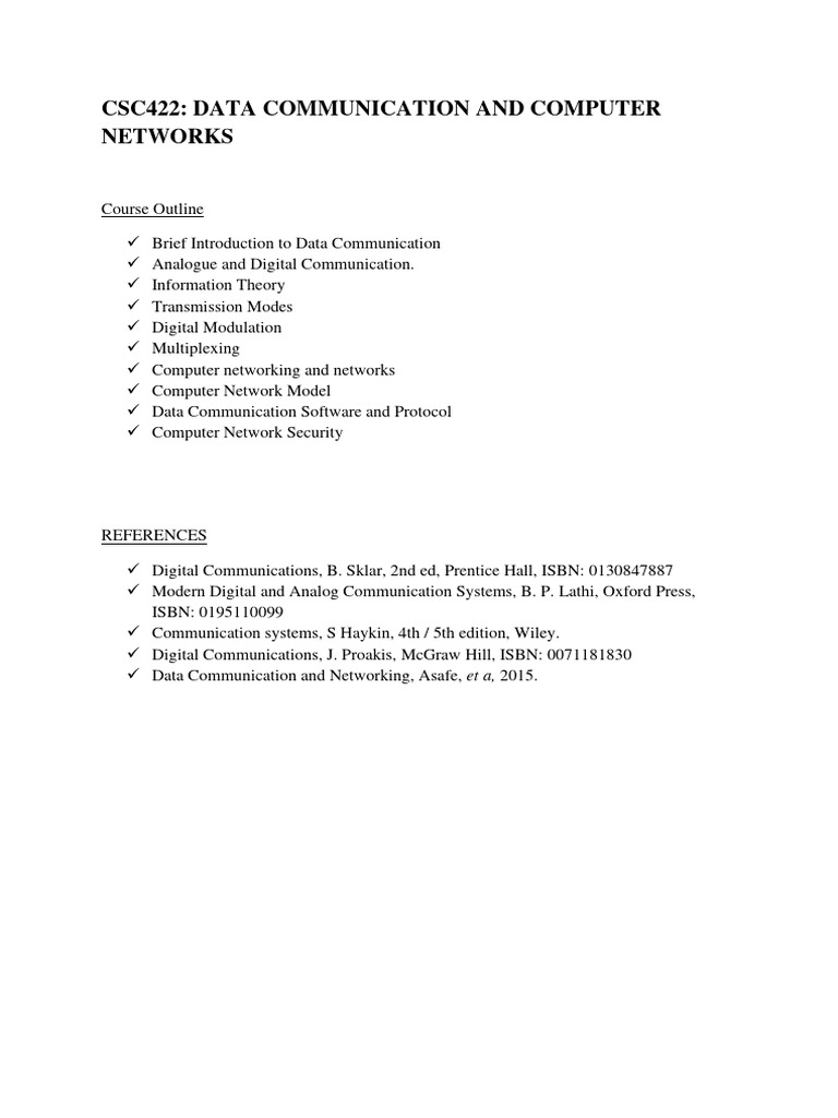 CSC422 | PDF | Modulation | Duplex (Telecommunications)