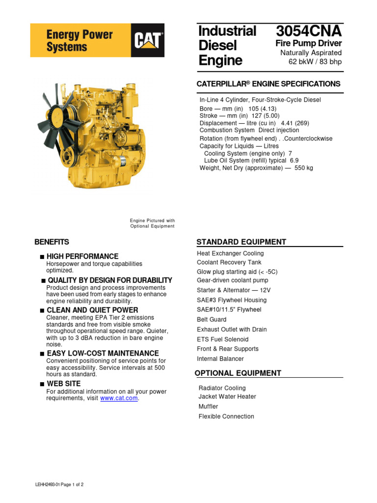3054CNA Fire Spec Sheet | Download Free PDF | Diesel Engine | Engines