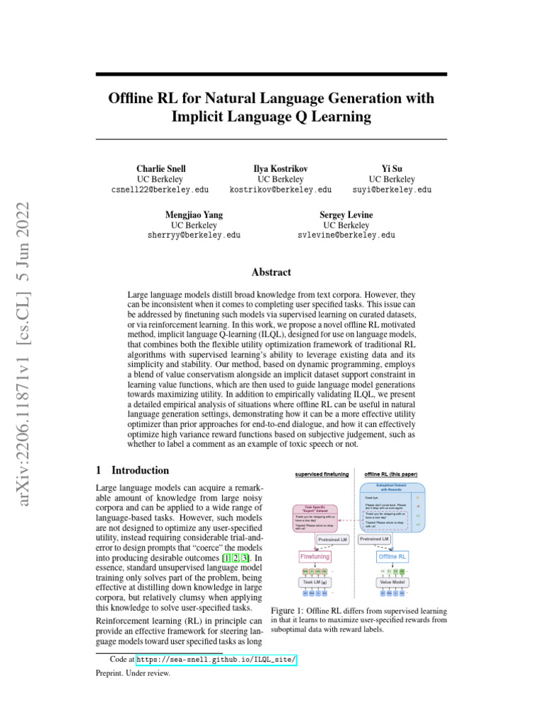 Arxiv - 20220605 - Charlie Snell - Offline RL For Natural Language ...