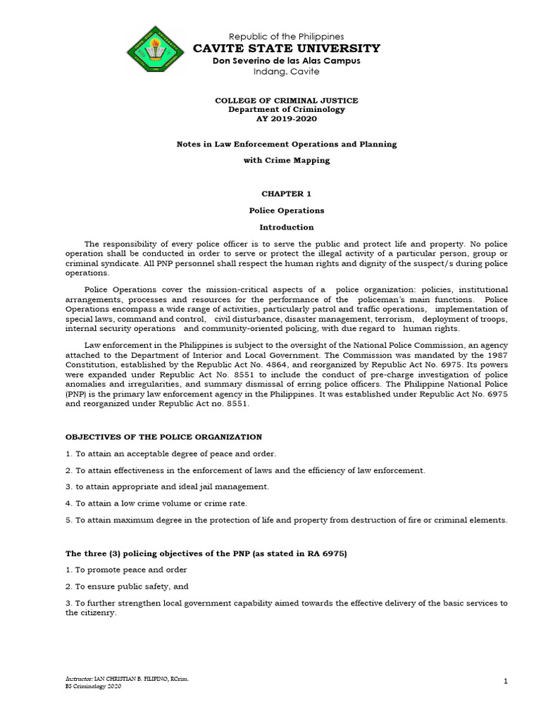 Notes On Law Enforcement Operations and Planing With Crime Mapping ...