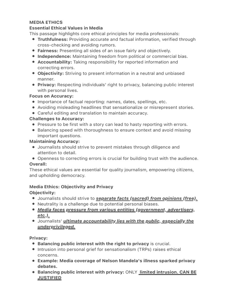 Media Ethics | PDF | Journalism | Privacy