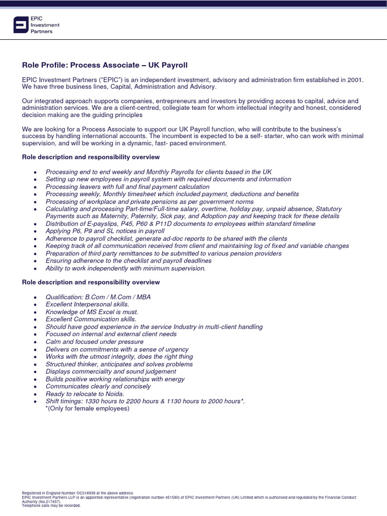 Process Associate - UK Payroll | PDF | Payroll | Investment Management