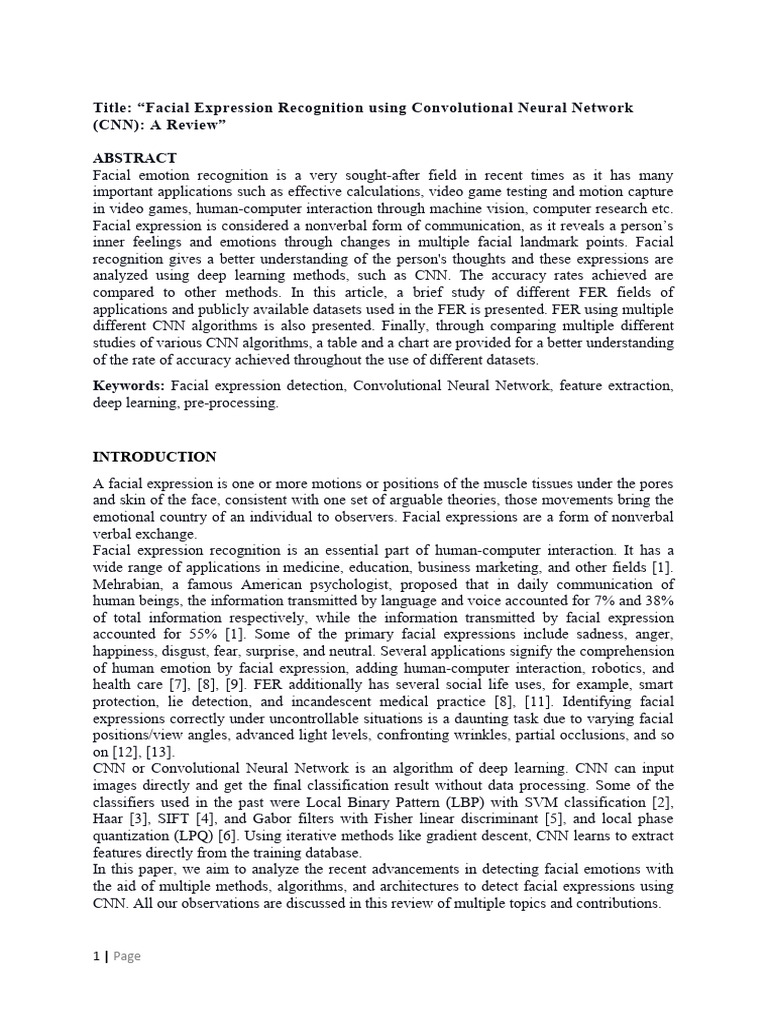 Title: "Facial Expression Recognition Using Convolutional Neural Network (CNN) : A Review ...