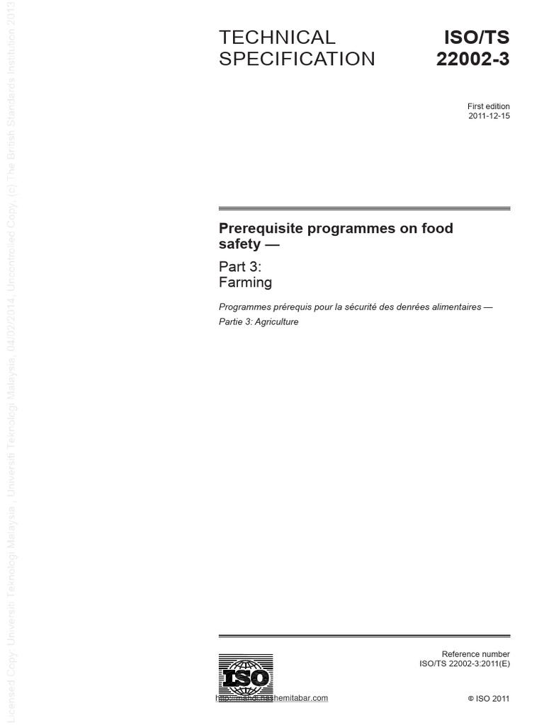 Iso Ts 22002 3 2011 English | PDF | Food Safety | International ...