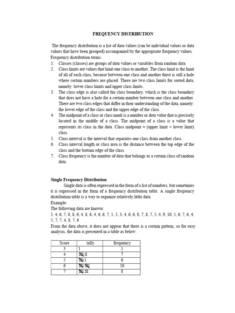 FREQUENCY DISTRIBUTION | PDF | Probability Distribution | Mathematics
