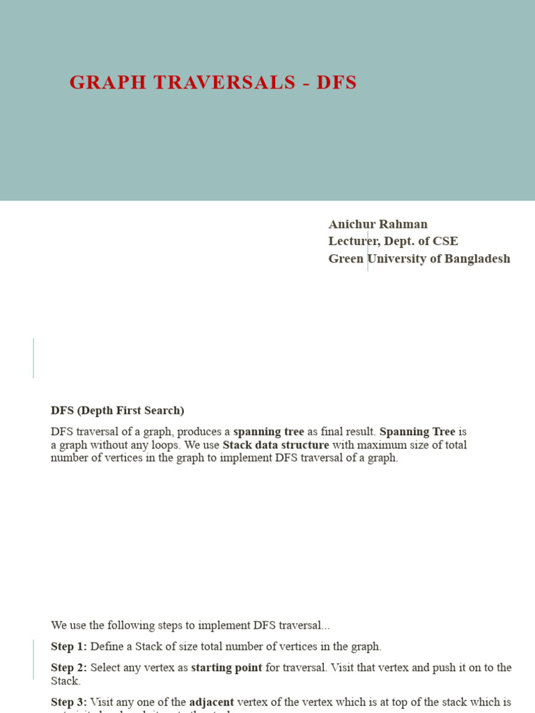 Graph Traversals - DFS | PDF