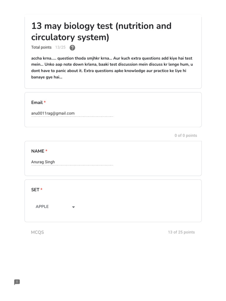13 May Biology Test (Nutrition and Circulatory System) | PDF | Heart ...