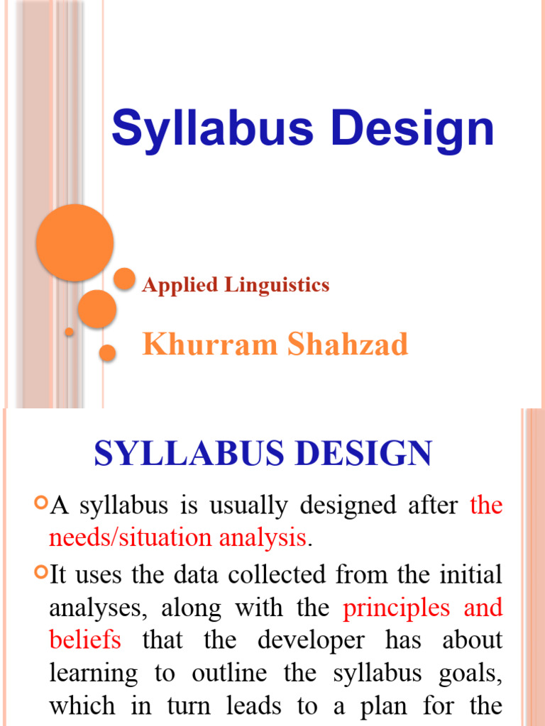Syllabus Design | PDF | Learning | Curriculum
