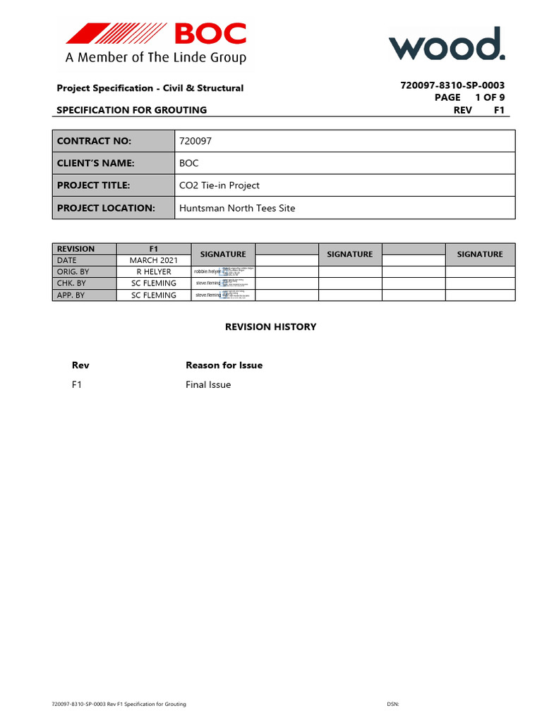720097-8310-SP-0003 (En) - 1.0 - Specification For Grouting | PDF ...