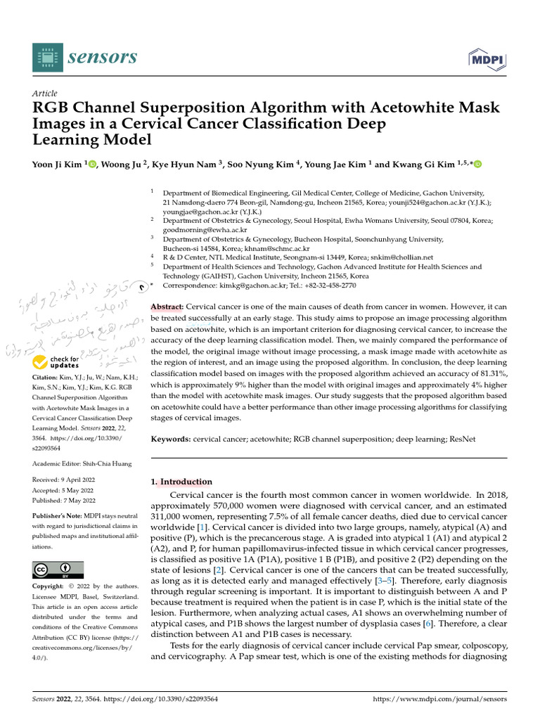 RGB Channel Superposition Algorithm with Acetowhite Mask Images in a Cervical Cancer ...