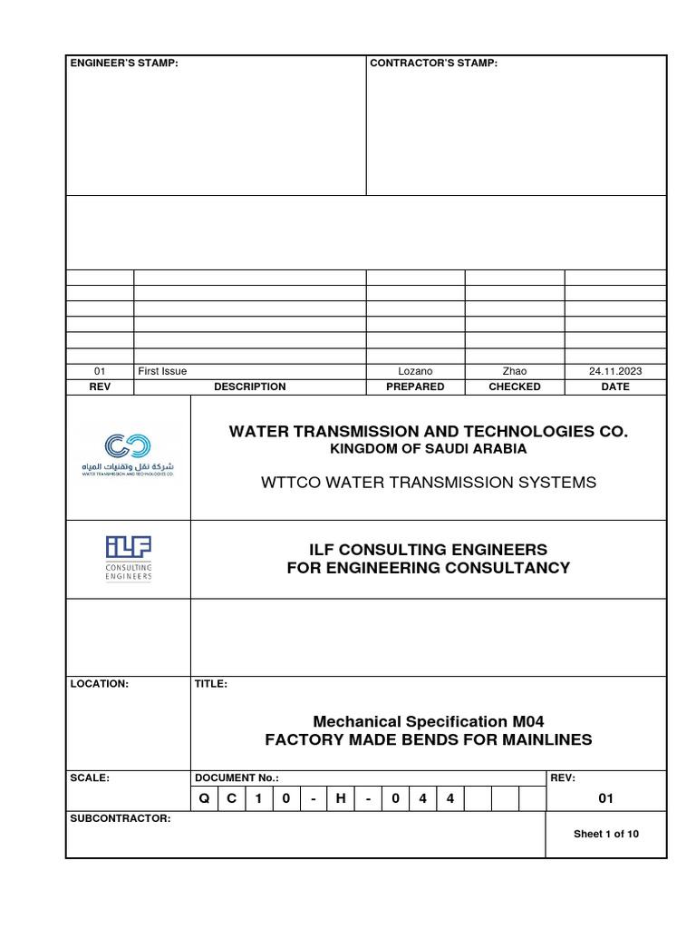 QC10-H-044 M04 Factory Made Bends for Mainlines-Rev01 | Download Free PDF | Pipe (Fluid ...